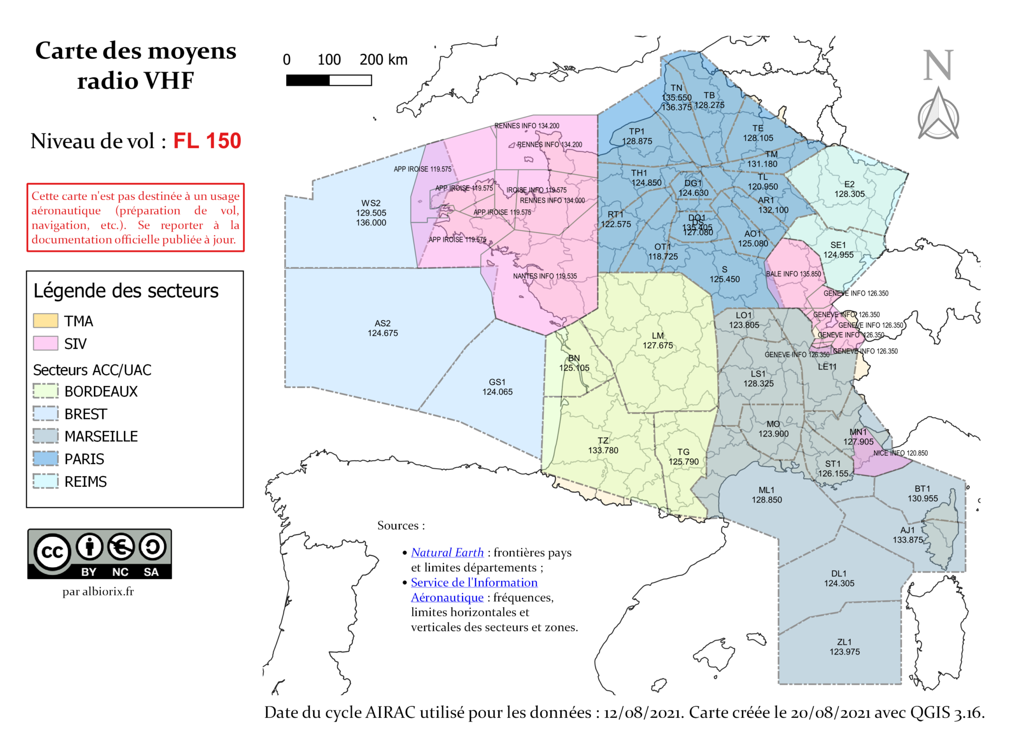 Cartes aéronautiques et fréquences pour les secteurs ACC et UAC – Albiorix